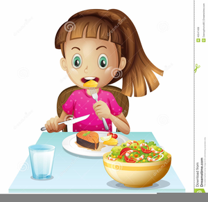 Girl Eating Dinner Clipart