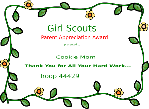Girl Scout Cookie Mom Certificate Clip Art At Vector Clip